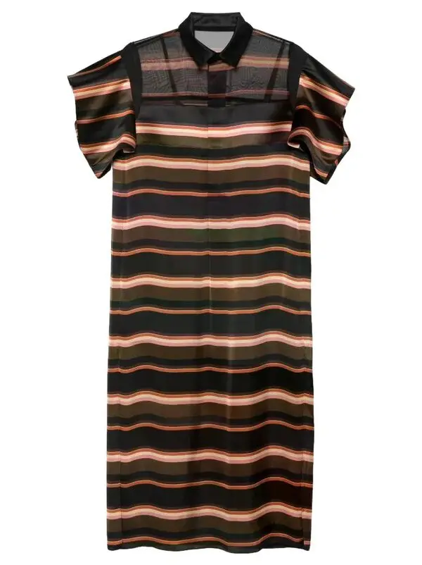 Sacai Striped Shirt Dress - Black
