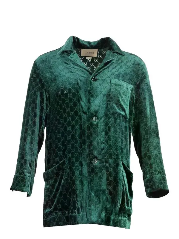 Gucci Velvet Gg Pattern Shirt - Green