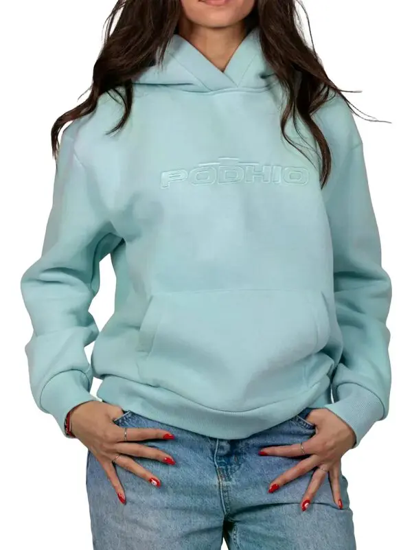PODHIO Embossed Hooded Sweatshirt - Blue