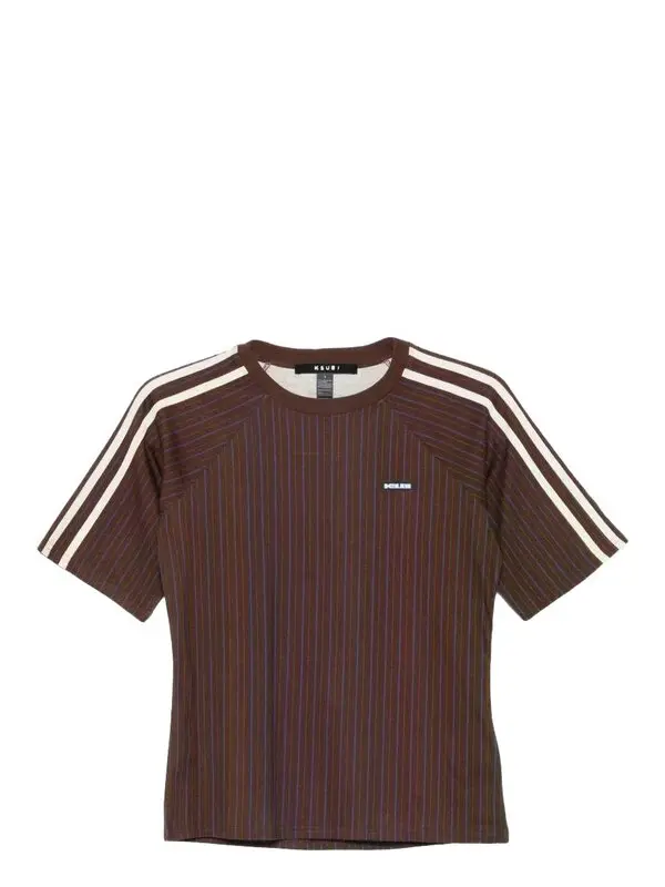 Ksubi Pinstripe Short Sleeve T-shirt - Brown