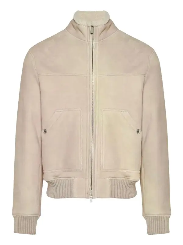 Eleventy Zip Shearling Jacket - Neutrals