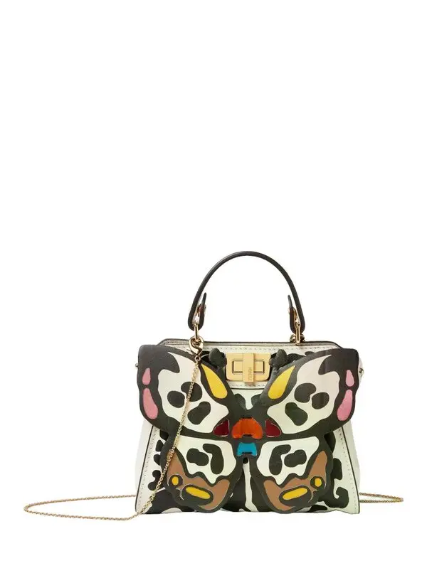 Fendi Nano Peekaboo Butterfly-motif Tote - White