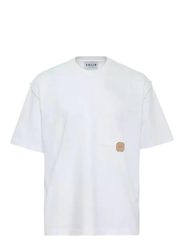 SOLID HOMME Washed Shoulder Trim T-shirt - White