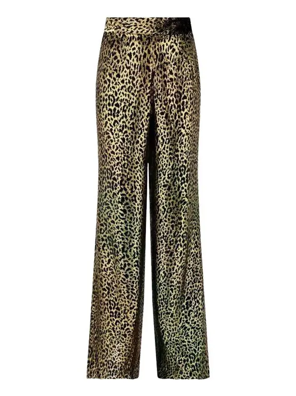 Libertine Animal-print Wide-leg Trousers - Yellow