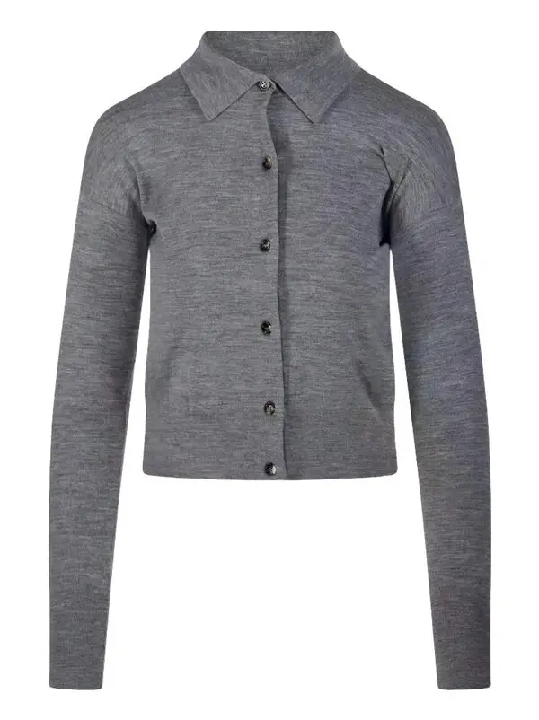 Max Mara Collared Buttoned Cardigan - Grey