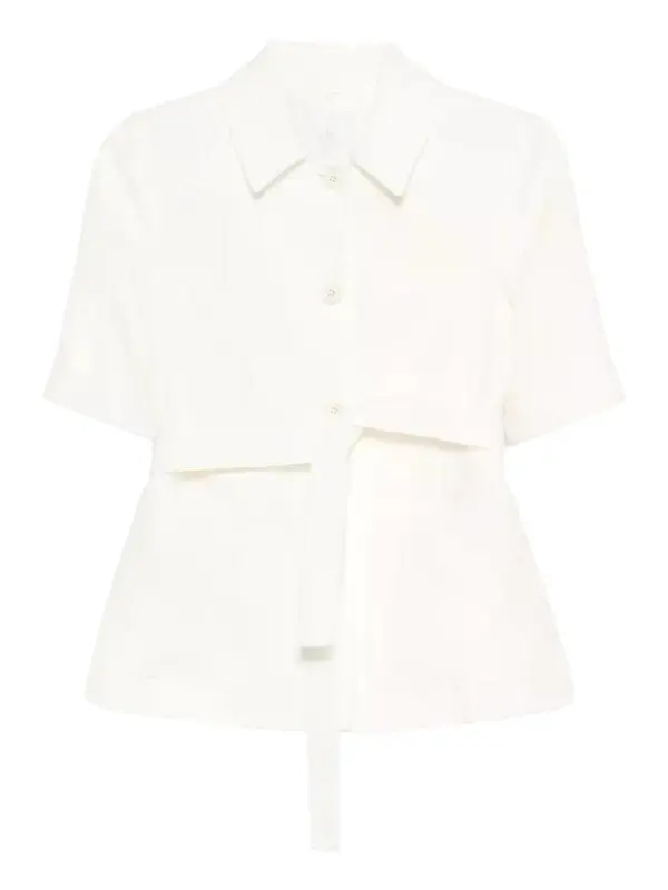 Eleventy Short Sleeve Belted Jacket - White