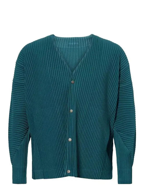 Issey Miyake Pleated V-neck Cardigan - Navy