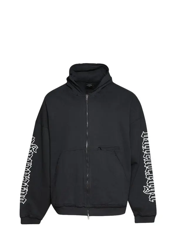 Balenciaga Faded Washed Pulled Hoodie - Black