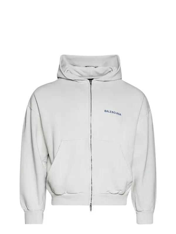 Balenciaga Cotton Zip-up Hoodie - White