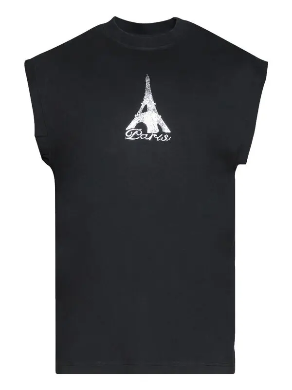 Vetements Crystal Paris Sleeveless Tee - Black