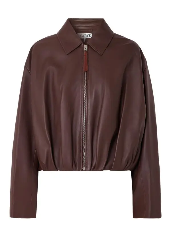 Loewe Balloon Leather Jacket - Brown