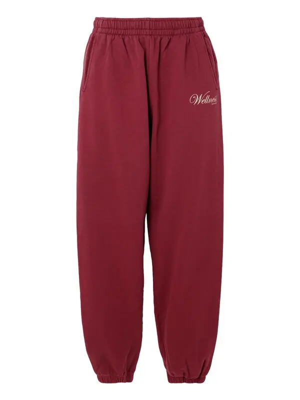 SPORTY & RICH Soho Printed Cotton-jersey Track Pants - Burgundy