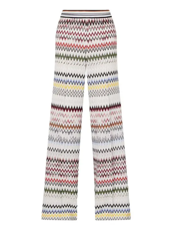 Missoni Striped Crochet-knit Wide-leg Pants - White