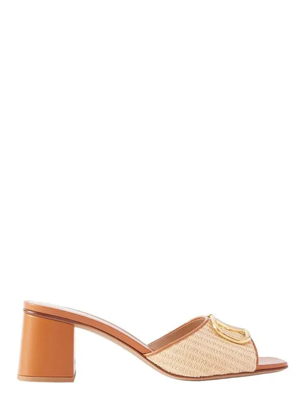 Valentino Garavani Vlogo Raffia Sandals - Neutrals