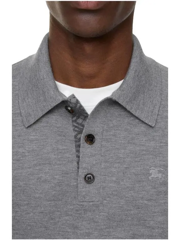 Burberry Cashmere Polo Shirt - Mid Grey Melange