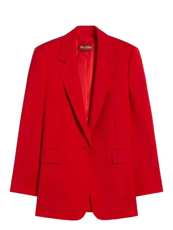 Max Mara Single-breasted Stretch Wool Blazer - Red