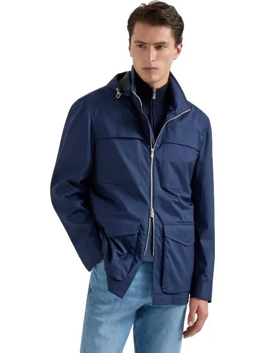 Brunello Cucinelli Safari Jacket With Detachable Hood - Blue