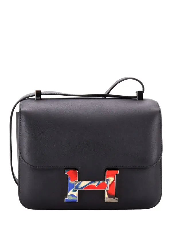 HERMES Constance Bag Swift With Marble Enamel 24 - Noir