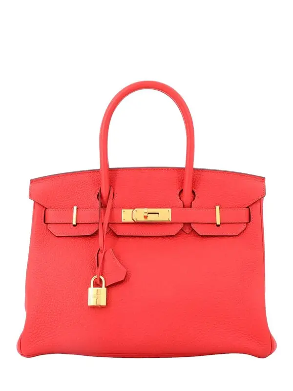 HERMES Birkin 30 Handbag Red Togo With Gold Hardware - Vermillon