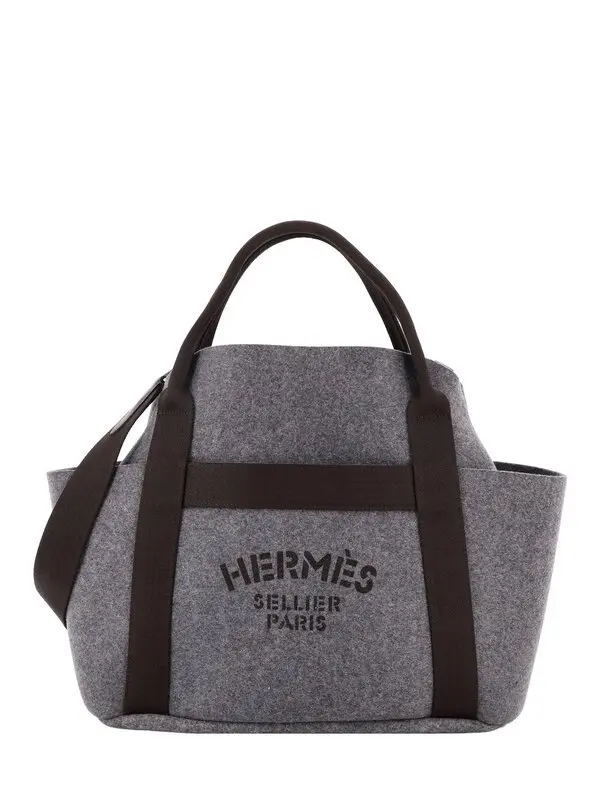 Hermès Sac De Pansage Groom Handbag Felt - Gris Clair