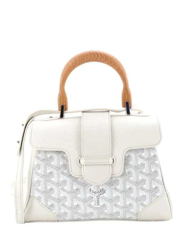 GOYARD Saigon Top Handle Bag Coated Canvas With Leather Mini - White