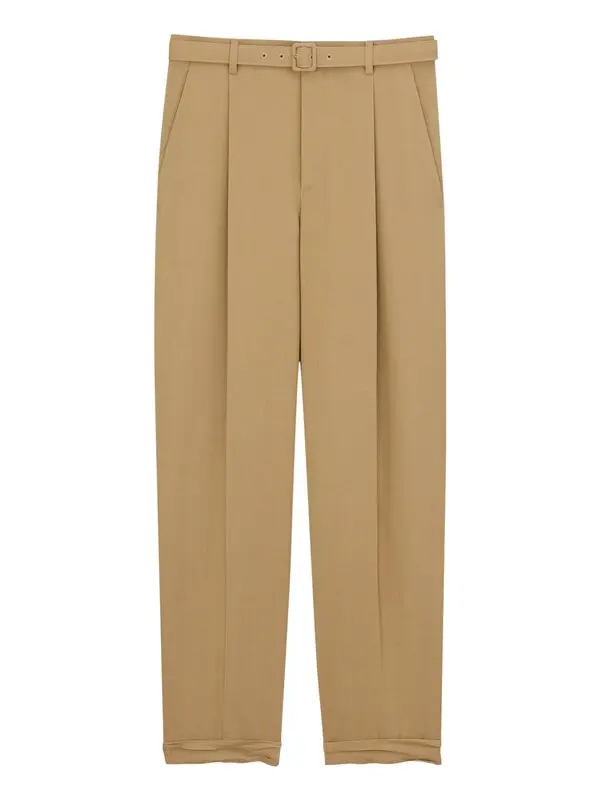 Saint Laurent Wool-mohair Slim-fit Trousers - Beige