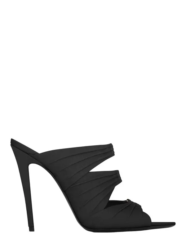 Saint Laurent Satin Crepe Emilie 110 Mules - Black