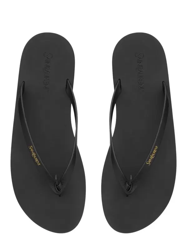 Saint Laurent Logo Flip Flops - Black