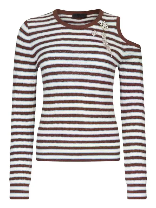 Liu Jo Striped Cut-out Sweater - Brown