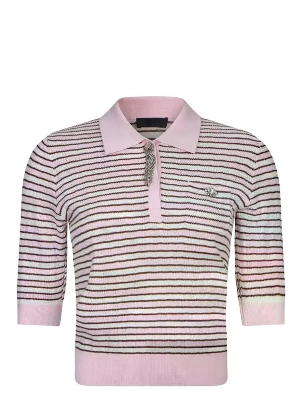 Liu Jo Striped-pattern Polo Top - Pink