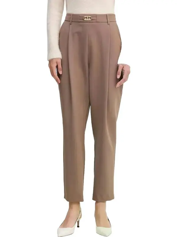 GAUDI Pleated Straight-leg Trousers - Brown