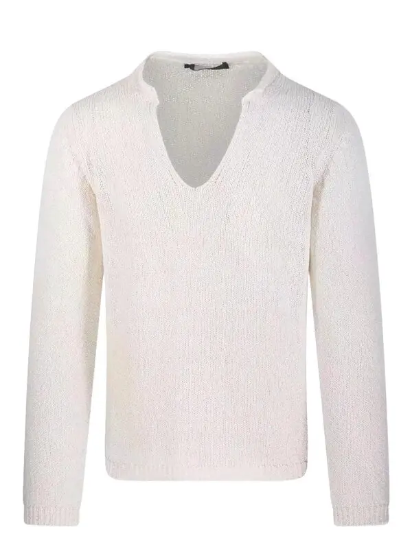 FABRIZIO DEL CARLO V-neck Long Sleeve Sweater - Neutrals