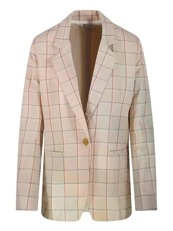 FORTE_FORTE Checked Blazer - Pink