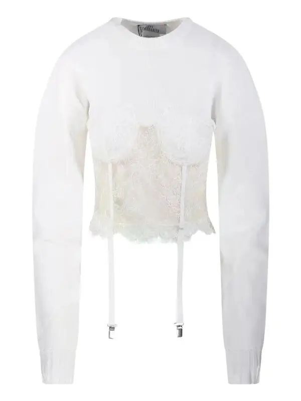 Giuseppe Di Morabito Lace Panel Knit Top - White