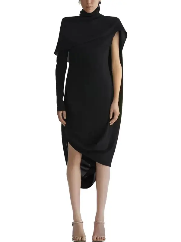 MUGLER Asymmetric Roll-neck Dress - Black