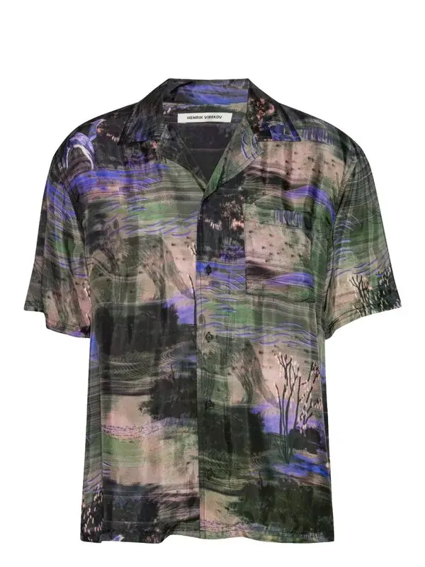 Henrik Vibskov Buttoned Graphic Shirt - Green
