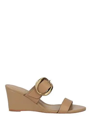 Farm Rio Buckle Wedge Sandals - Beige