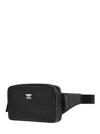 CERRUTI 1881 Textured Leather Belt Bag With Logo - Black
