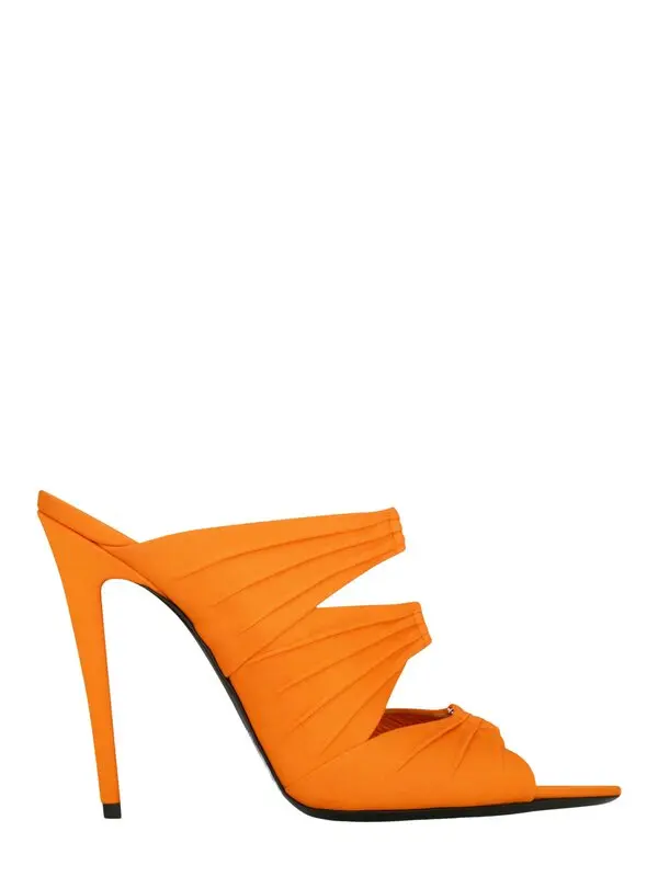 Saint Laurent Satin Emilie 110 Mules - Orange