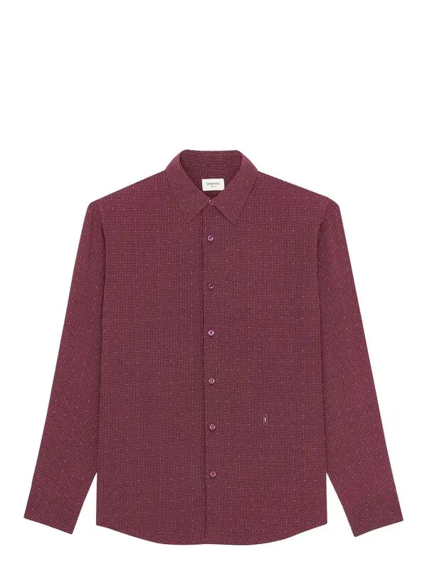 Saint Laurent Silk Cassandre Shirt - Burgundy