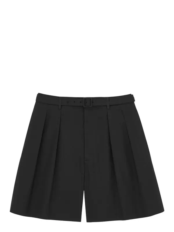 Saint Laurent Cotton Pleated Shorts - Black