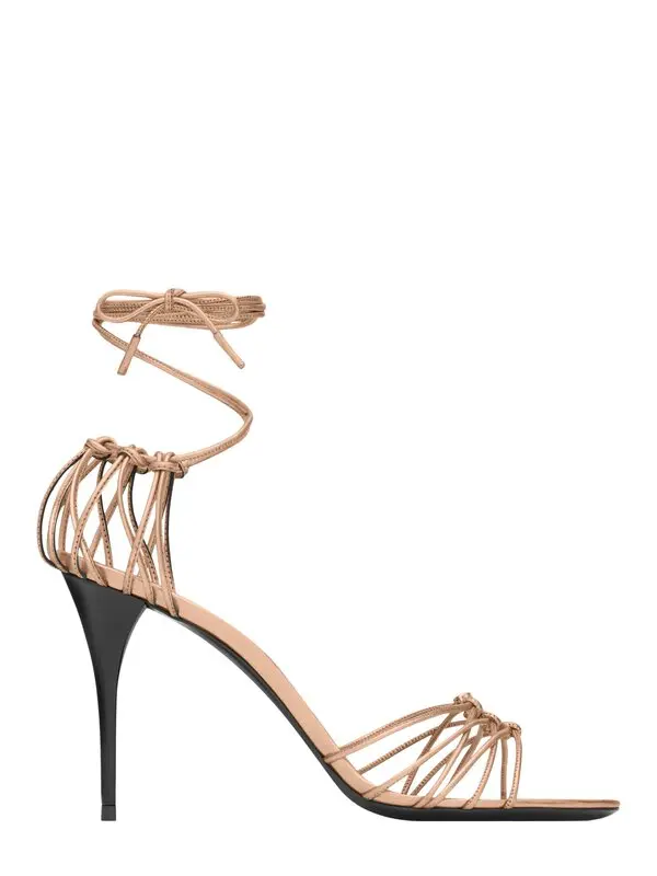 Saint Laurent Babylone 90 Metallic Leather Sandals - Pink