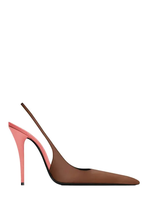 Saint Laurent Satin Deroche Slingback Pumps - Beige
