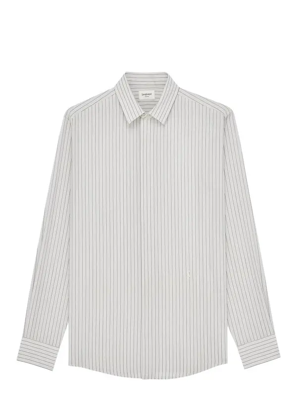Saint Laurent Stripe Cassandre Shirt - Nude
