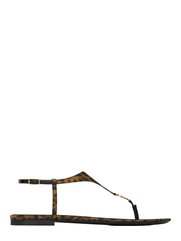 Saint Laurent Leopard Print Cassandra Sandals - Brown