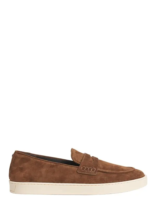 Canali Suede Penny Loafers - Brown