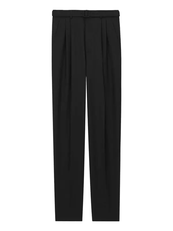 Saint Laurent Wool Pleated Trousers - Black