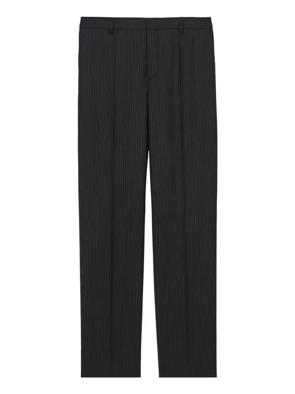 Saint Laurent Wool Stripe Slim Trousers - Black
