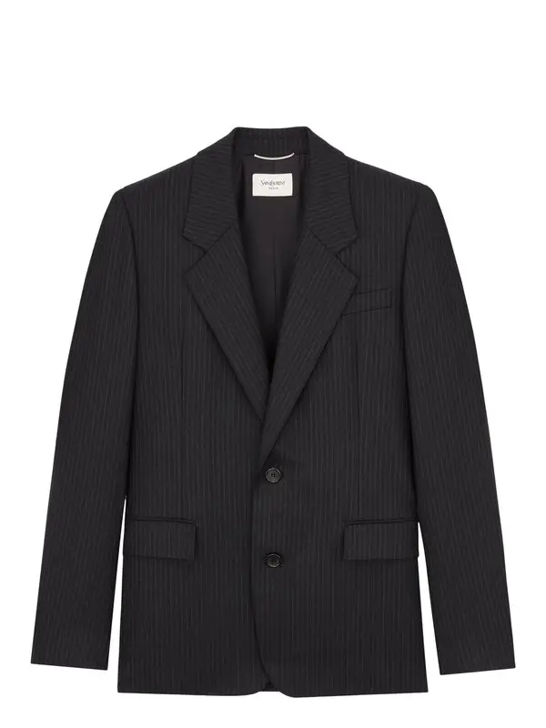 Saint Laurent Wool Chalk-stripe Blazer - Black