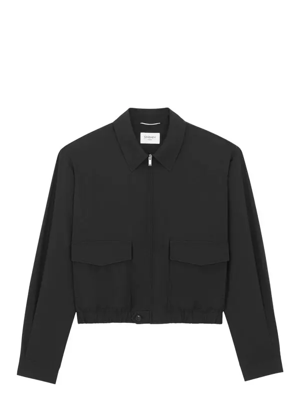Saint Laurent Cotton Cropped Jacket - Black
